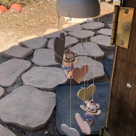 Hand Made | Accents | Vintage Ceramic Ballerina Bears And Hearts Wind ...